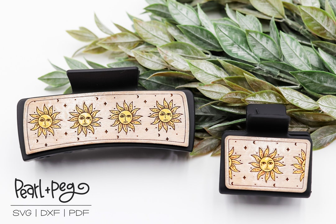 Celestial Sun Hair Clip Laser Engraved Hair Clip File - Etsy