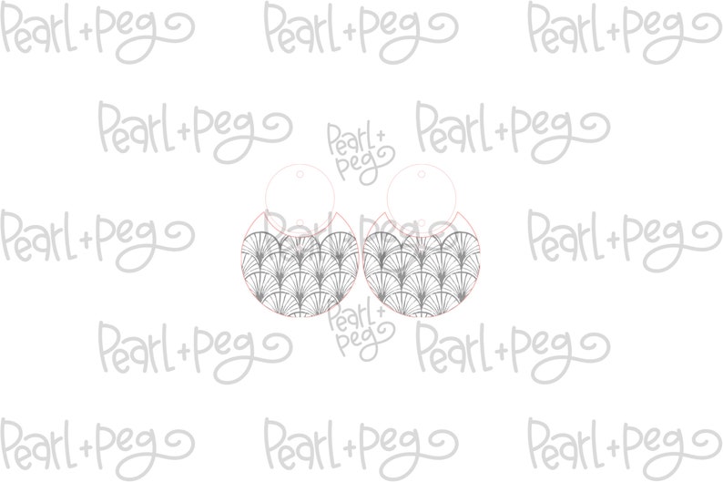 Distressed Art Deco Semi Circle Laser Engraved Earrings Digital ...