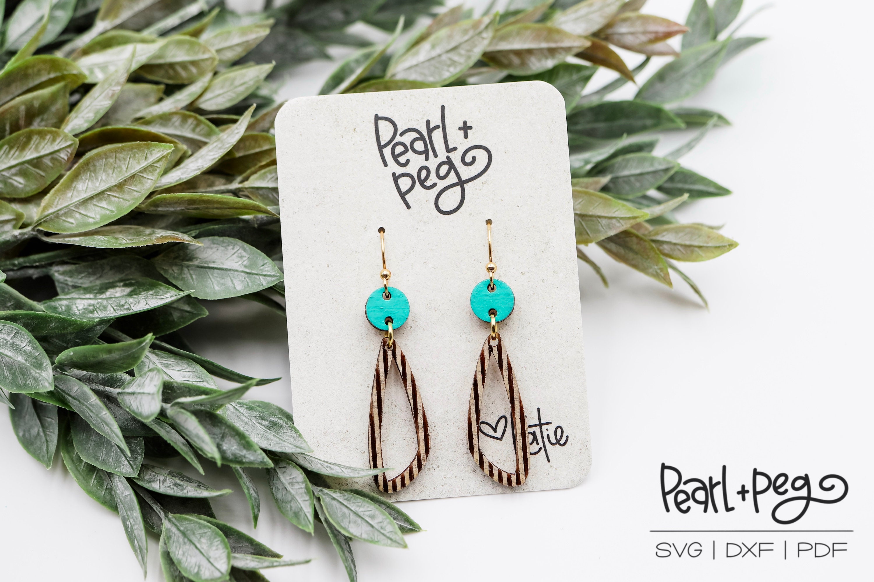Striped Long Hoop 2 Part Laser Engraved Earrings Digital Download - Etsy