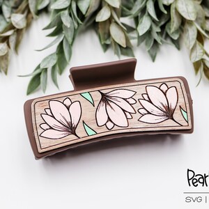 Floral 2 Options Hair Clip Laser Engraved Hair Clip File - Etsy