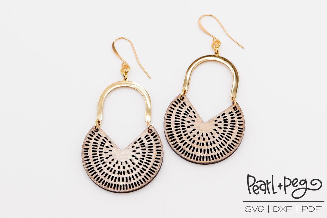 Rounded Dashed Arch Ready Laser Engraved Earrings Digital Download - Etsy