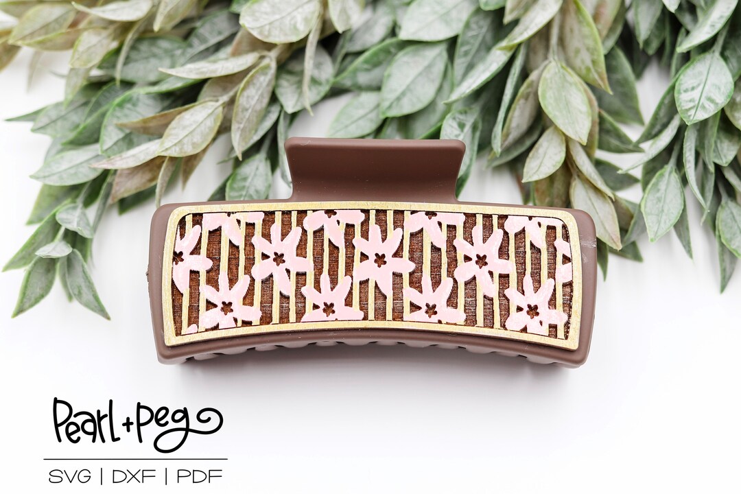 Flowers on the Line Laser Engraved Hair Clip File - Etsy