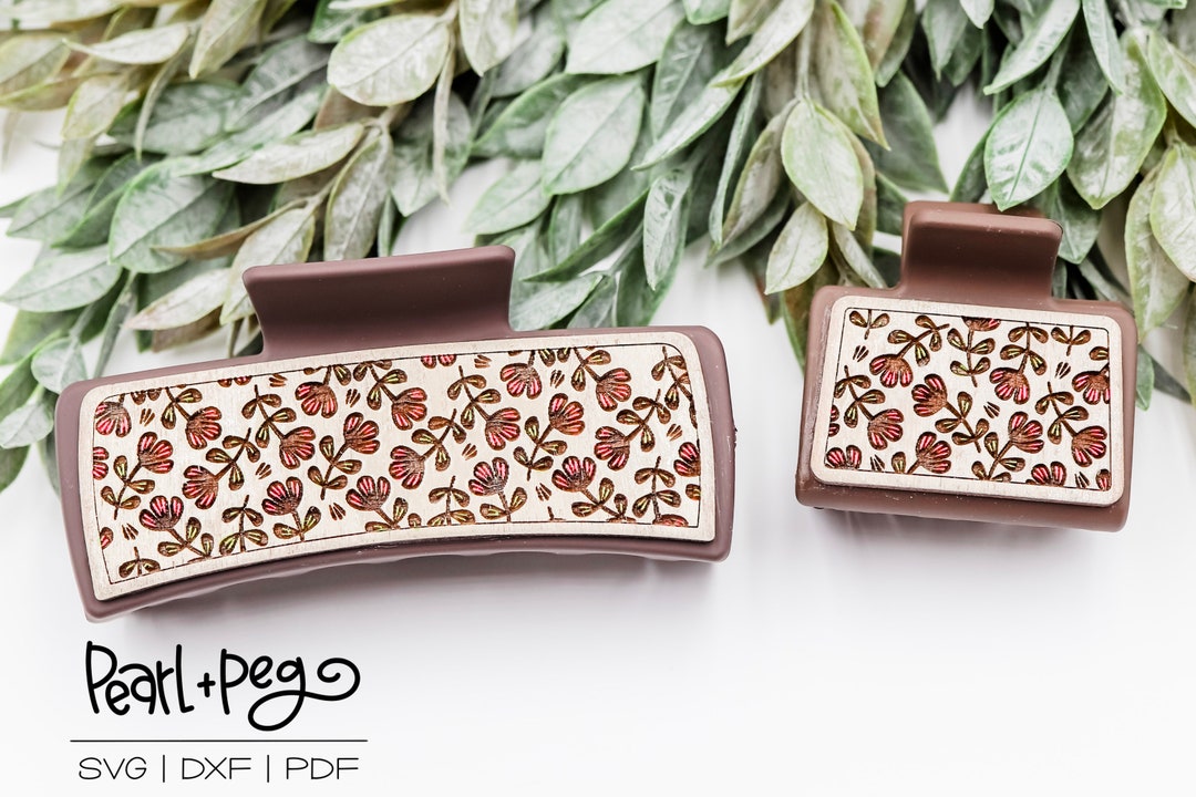 Floral Branch Laser Engraved Hair Clip File - Etsy