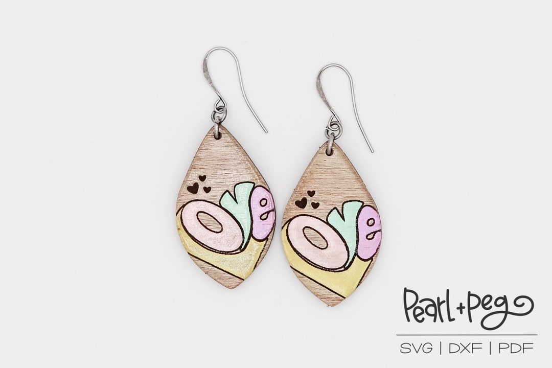 Trendy Love Drop Laser Engraved Earrings Digital Download - Etsy