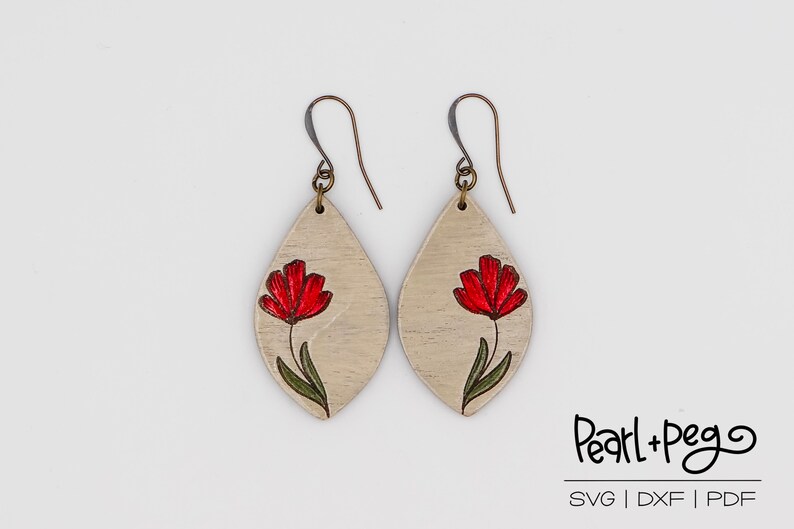 Flowy Flower Drop Laser Engraved Earrings Digital Download - Etsy