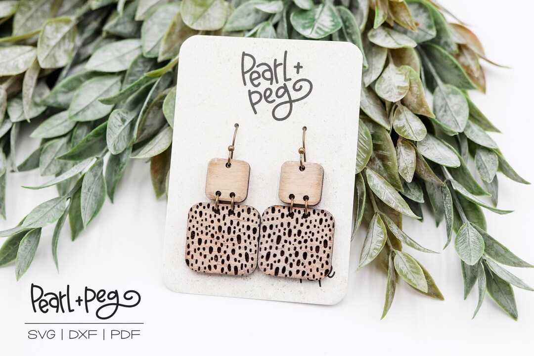 Splatter Pattern 2 Part Squares Laser Engraved Earrings Digital ...