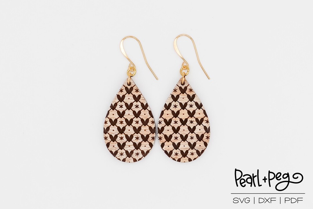 Heart Criss Cross Drop Laser Engraved Earrings Digital Download - Etsy