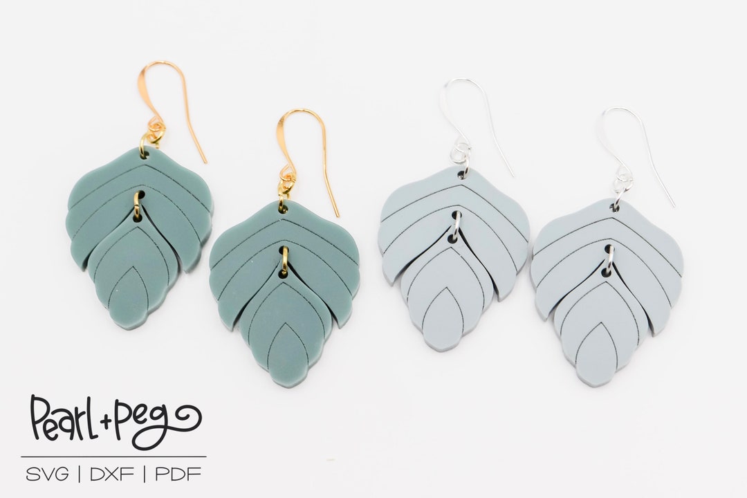 Scored 2 Part Leaf Laser Engraved Earrings Digital Download - Etsy