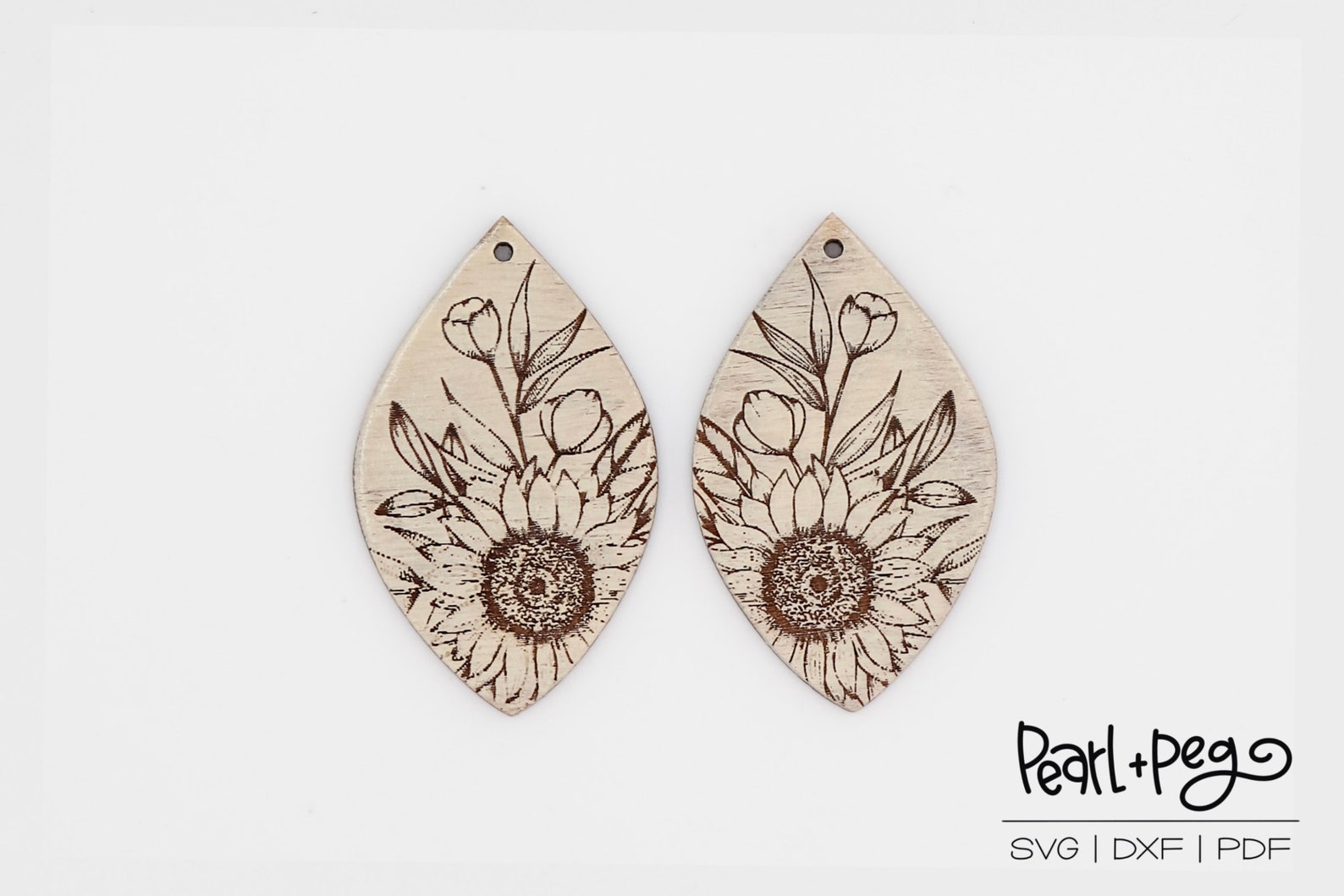 Sunflower Bouquet Laser Engraved Earrings Digital Download - Etsy