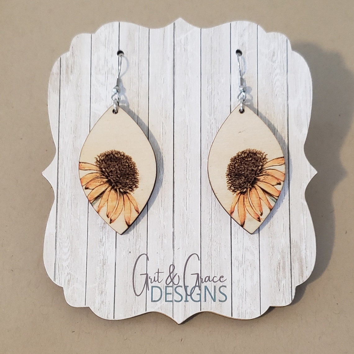 Sunflower Center Floral Laser Engraved Earring Digital Download - Etsy