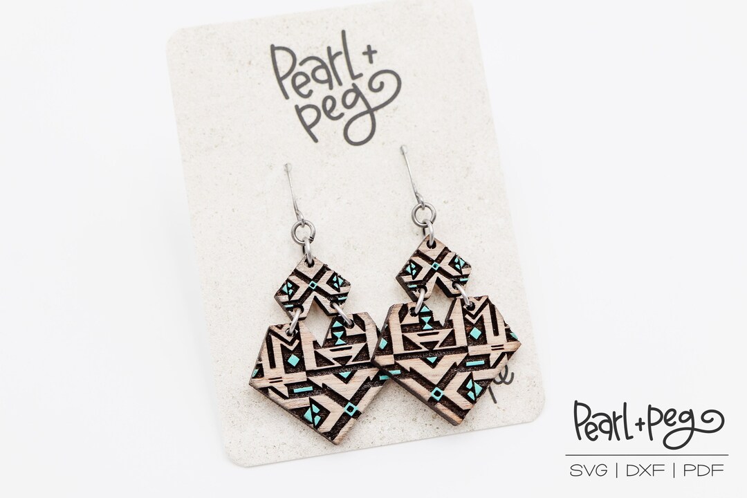 Angular 2 Part Tribal Laser Engraved Earrings Digital Download - Etsy
