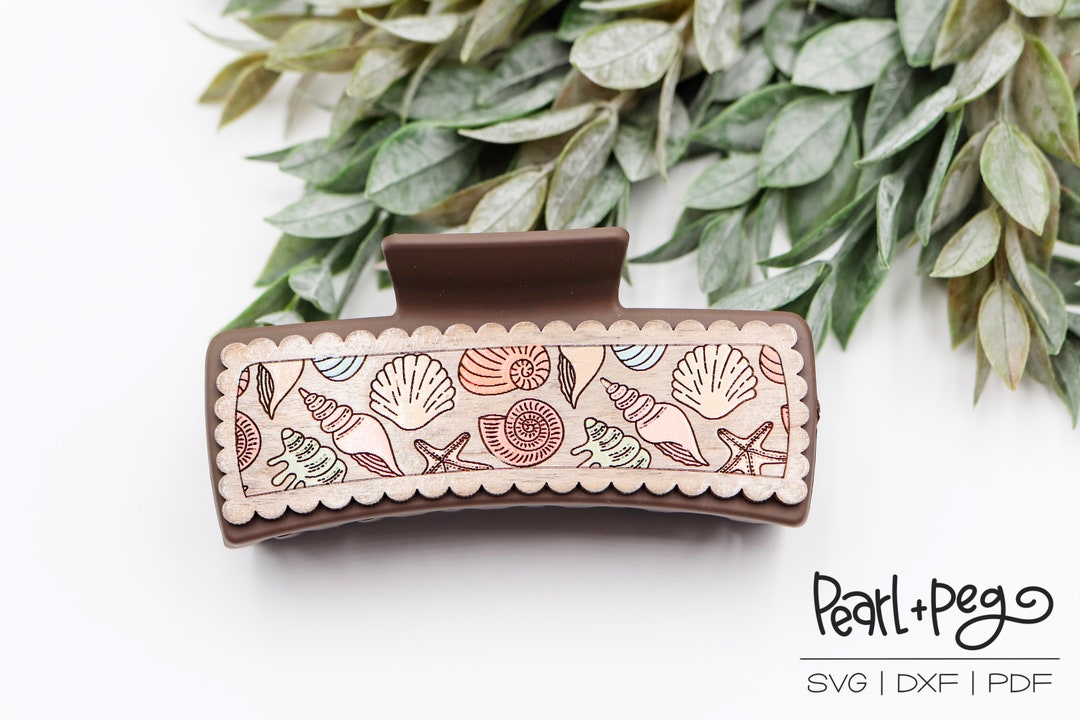 Scalloped Beach Hair Claw Laser Engraved Hair Clip File - Etsy