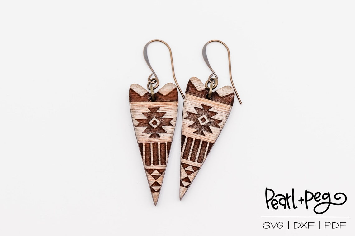 Aztec Tribal Long Heart Shaped Laser Engraved Digital Download - Etsy