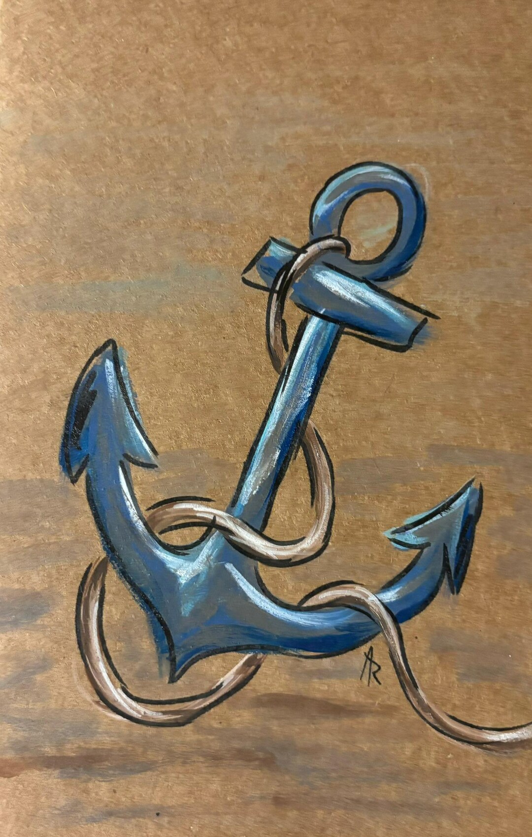 Anchor Greeting Card - Acrylic Hand Painted 5.5x8.5 Card - Etsy