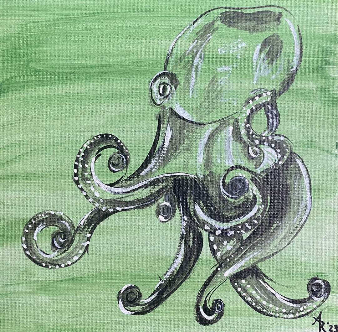 Octopus Hand Painted Acrylic 8x8 Canvas Board - Etsy