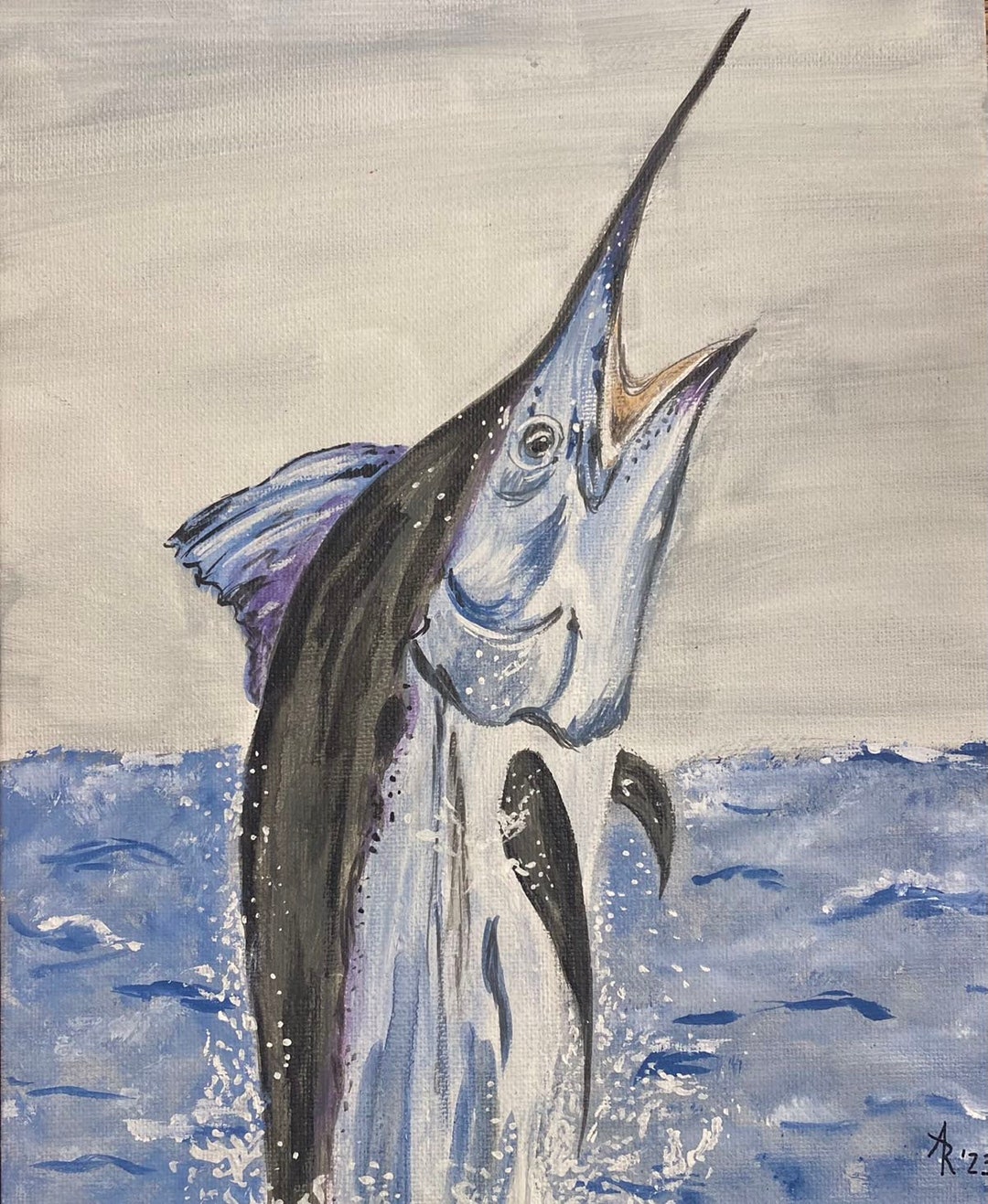 Marlin Hand Painted Acrylic 8x10 Canvas Board - Etsy