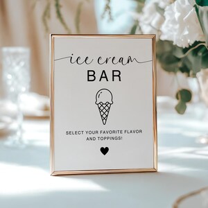 Ice Cream Bar Modern Table Sign | Printable, Editable | Wedding Ice ...