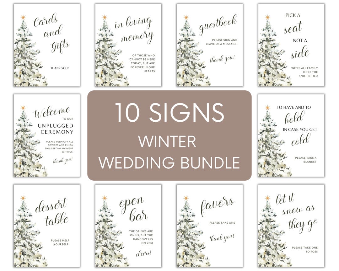 Digital Download 8x10" Winter Wedding Sign Bundle | Christmas, Holiday ...