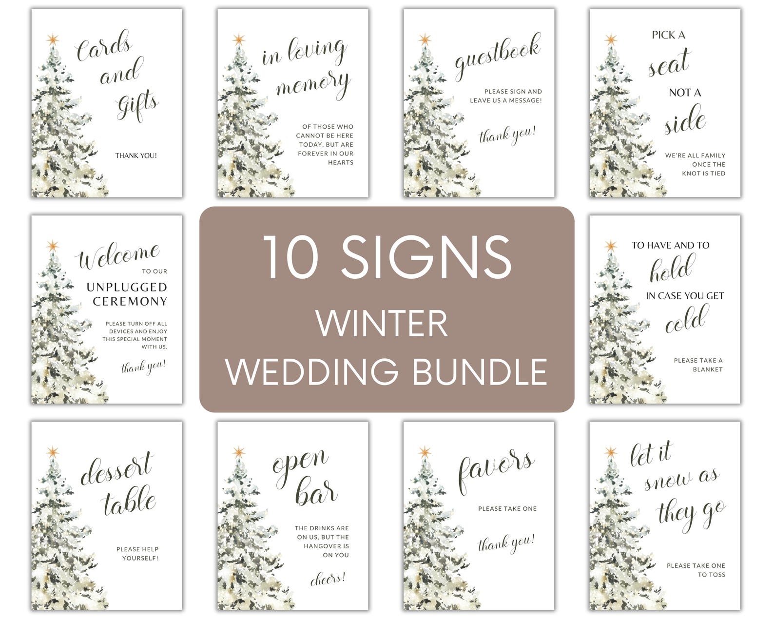 Digital Download 8x10" Winter Wedding Sign Bundle | Christmas, Holiday ...