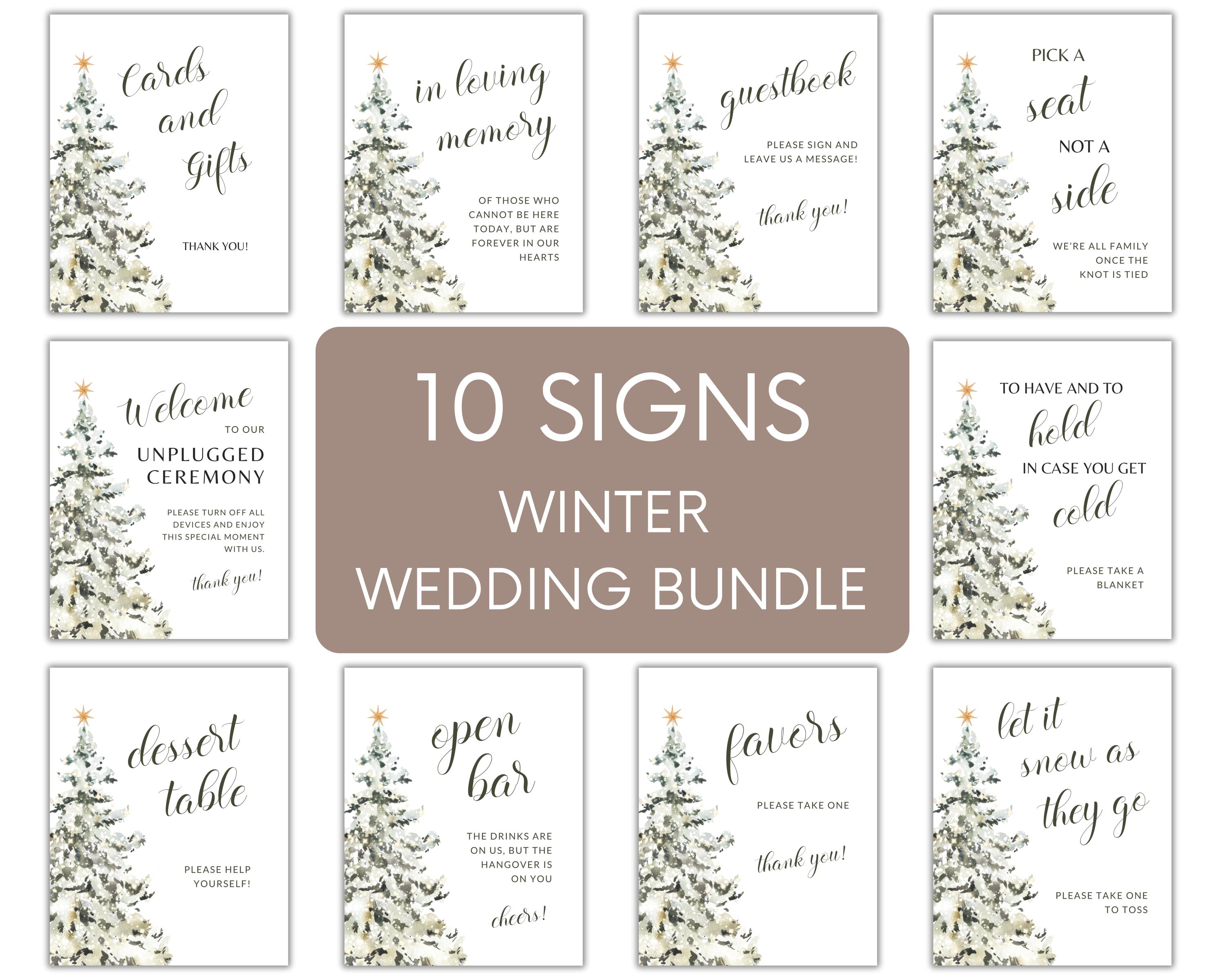 Digital Download 8x10" Winter Wedding Sign Bundle | Christmas, Holiday ...