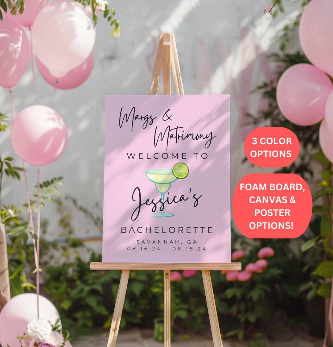 Margs and Matrimony Bachelorette Sign | Personalized Bachelorette ...