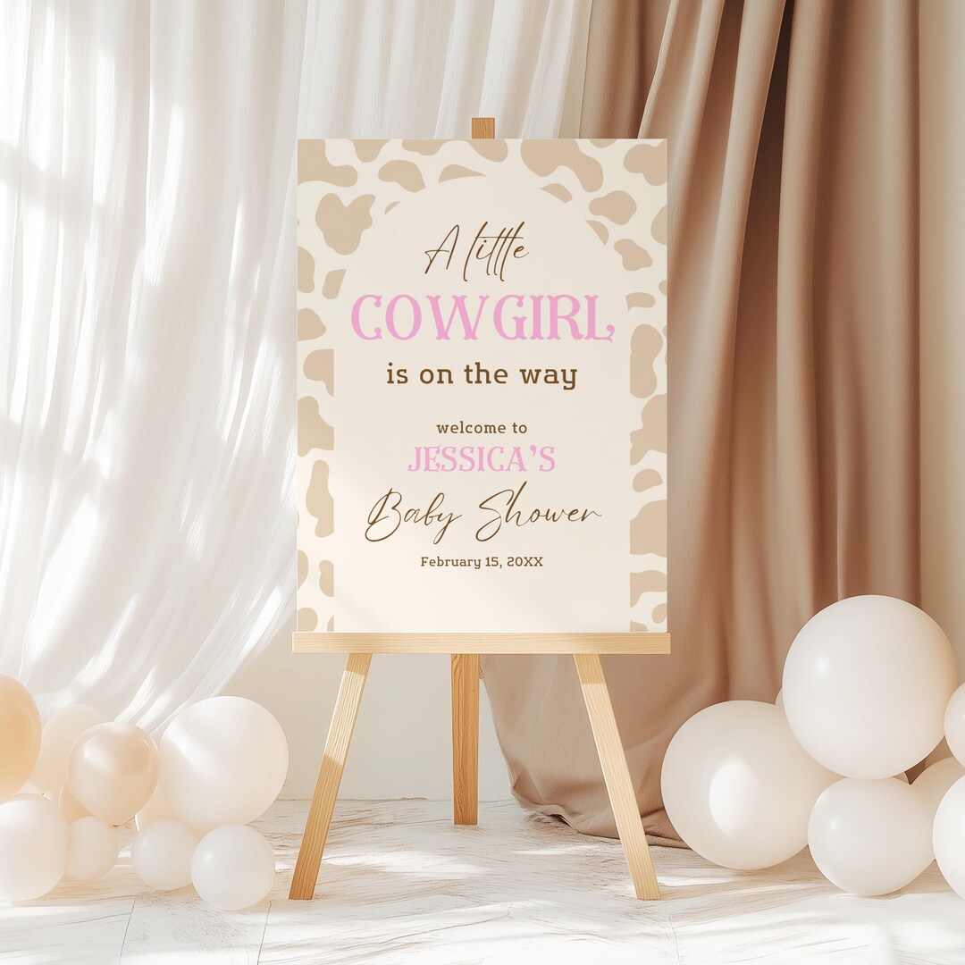 A Little Cowgirl is on the Way Baby Shower Digital Welcome Sign ...