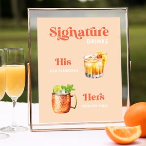 Retro Signature Drink Sign | Signature Cocktail Sign | Single Signature ...