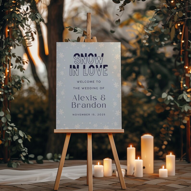Snow in Love Wedding Welcome Sign Winter Wedding Sign Something Blue ...