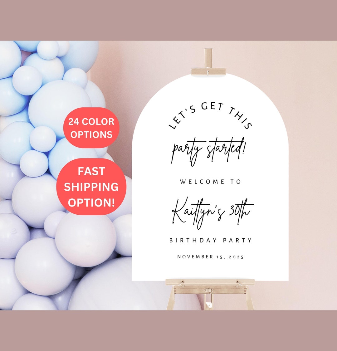 Arch Happy Birthday Welcome Sign Personalized Birthday Sign Foam Core ...