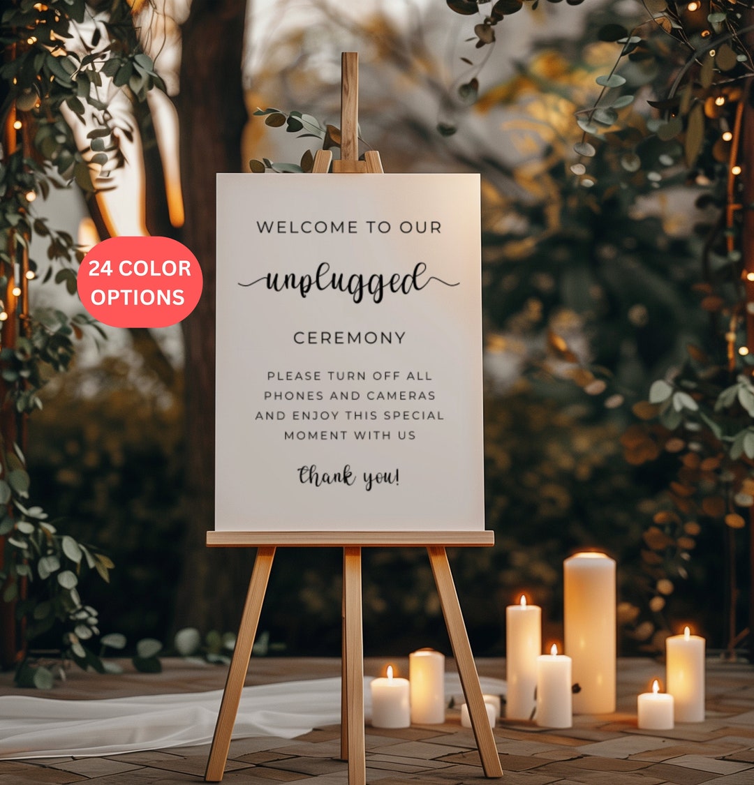 Welcome to Our Unplugged Wedding Sign | Unplugged Wedding Ceremony Sign ...