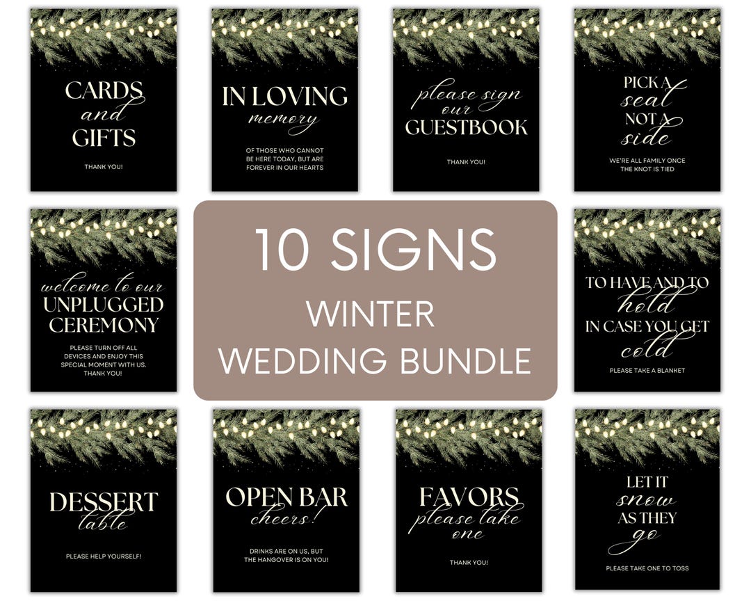 Digital Download 8x10" Winter Wedding Sign Bundle | Christmas, Holiday ...