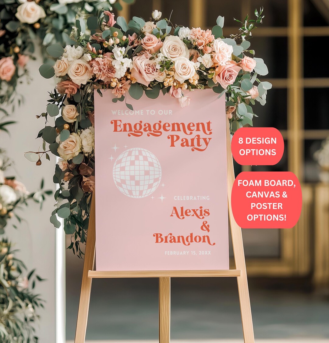 Retro Engagement Party Welcome Sign | 60s, 70s, Disco, Groovy, Hippie ...