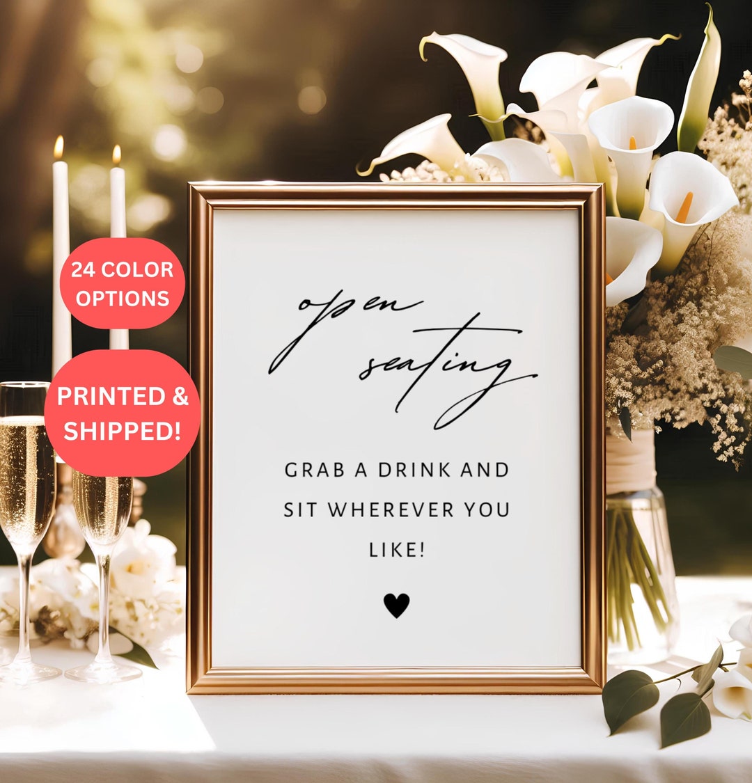 Open Seating Tabletop Wedding Sign | Wedding Ceremony Seating Sign ...