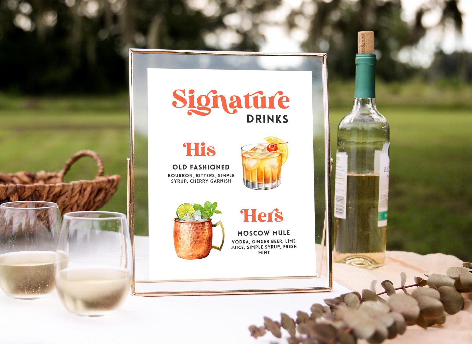 Retro Signature Drink Sign | Signature Cocktail Sign | Single Signature ...