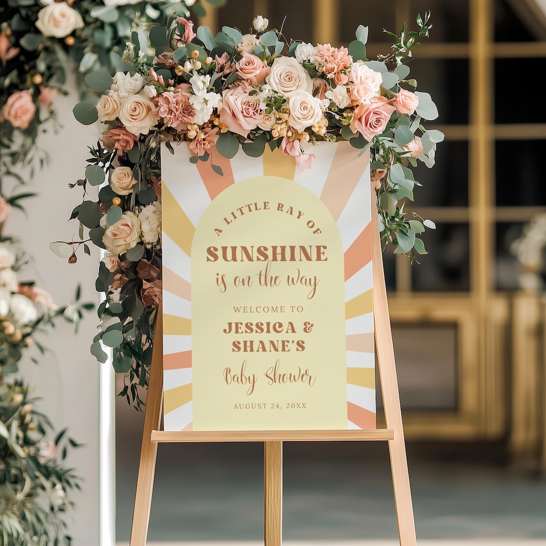 A Little Ray of Sunshine is on the Way Baby Shower Welcome Sign ...