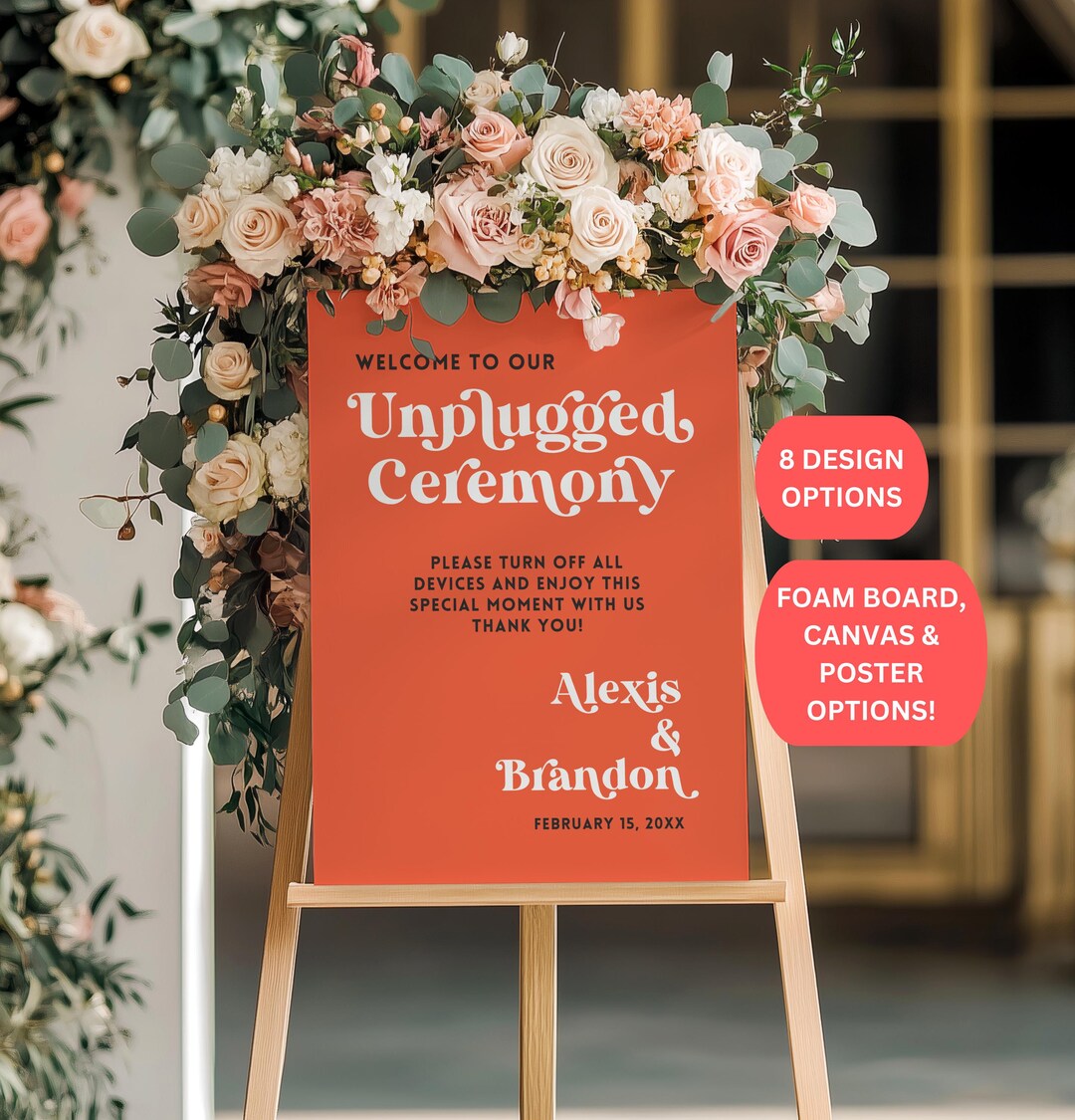 Retro Unplugged Ceremony Sign | Wedding Unplugged Ceremony Welcome Sign ...