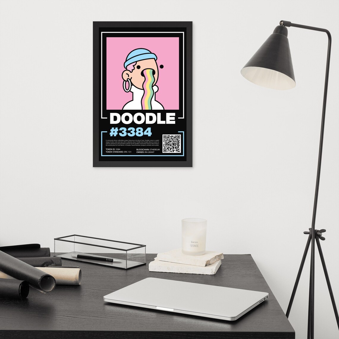 Custom Interactive Framed NFT Poster Non Fungible Wall Art With QR Code ...