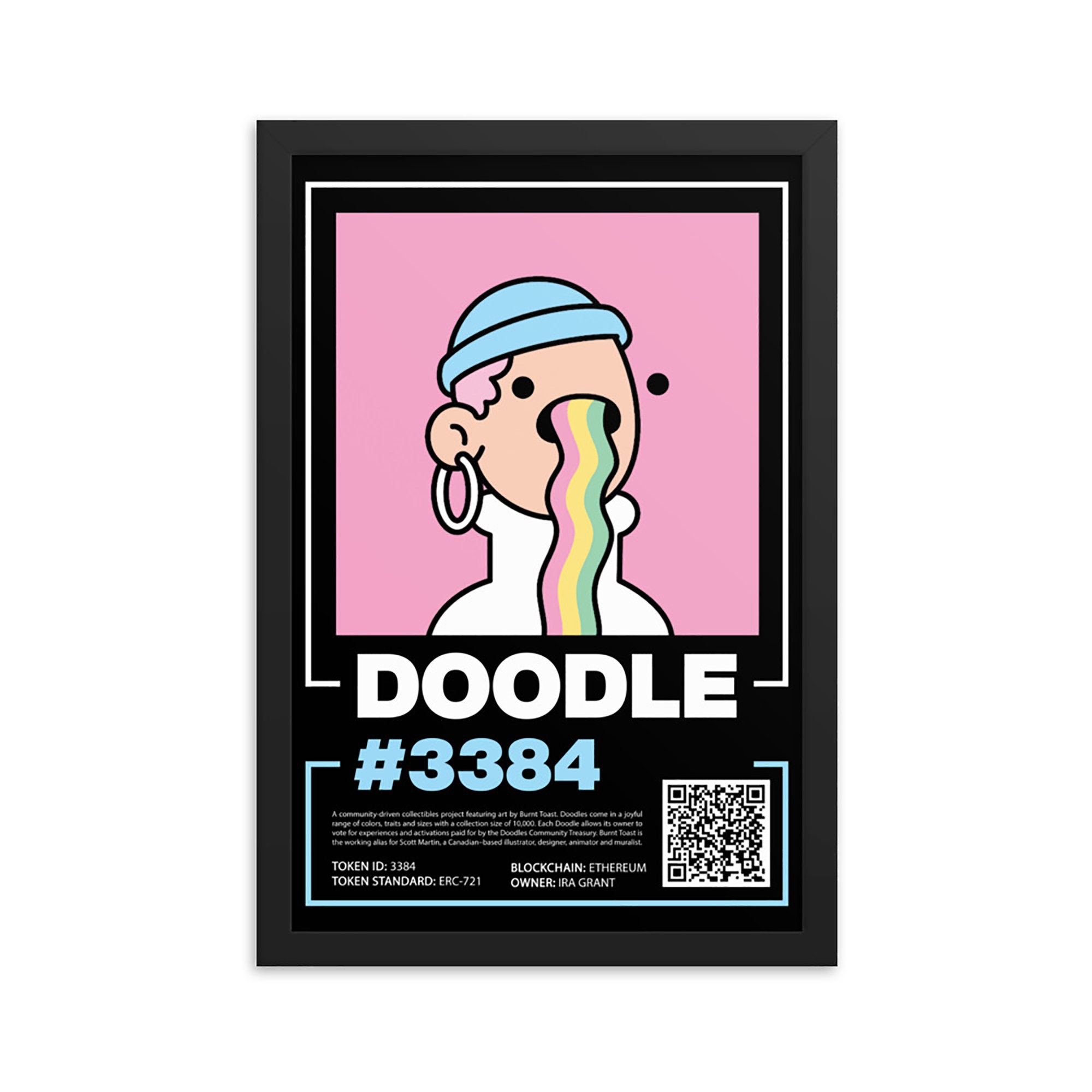 Custom Interactive Framed NFT Poster Non Fungible Wall Art With QR Code ...