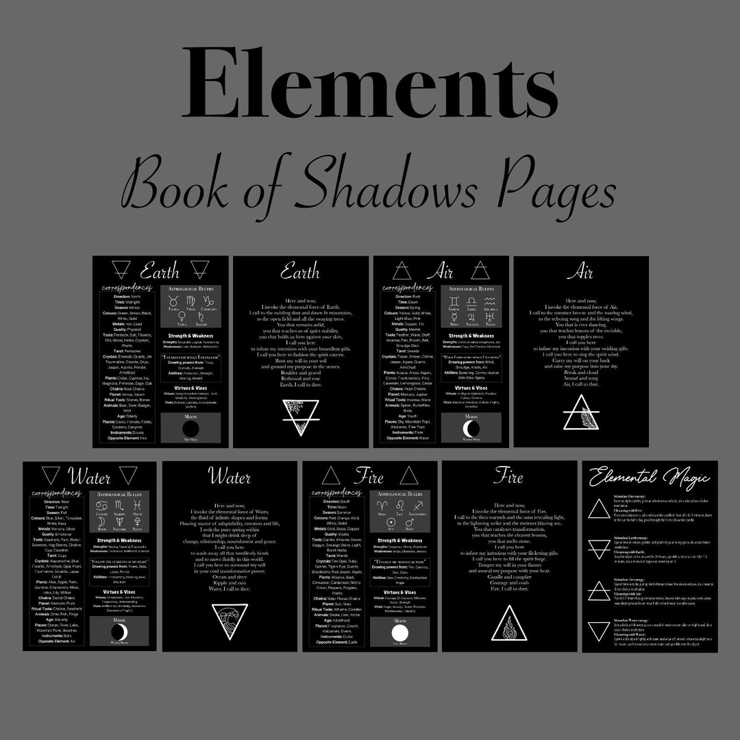 ELEMENTS Book of Shadows Pages DIGITAL DOWNLOAD - Etsy