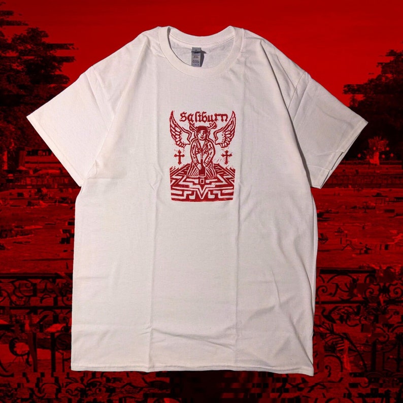 Saltburn T-shirt / Original Design Linocut Lino-printed Handmade Red ...