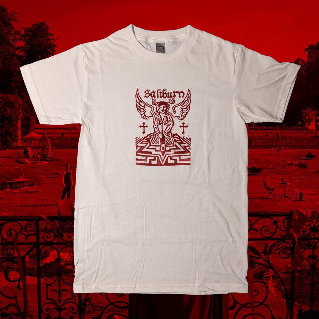 Saltburn T-shirt / Original Design Linocut Lino-printed Handmade Red ...
