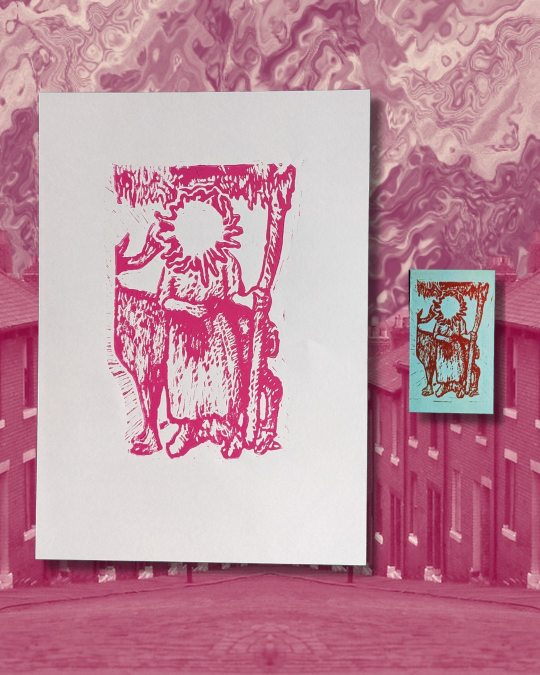 Noon Wytch A4 Lino-print and Sticker / Folk Horror Cottage Fairy Lore ...