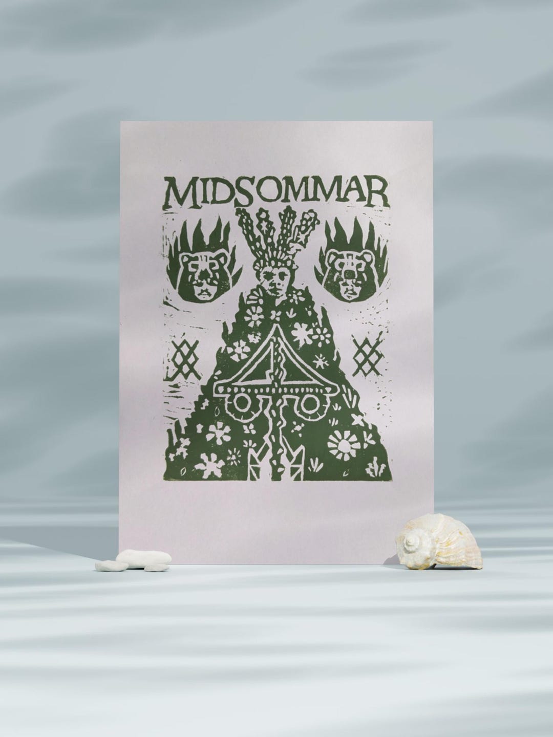 Midsommar A4 Lino-print / Folk Horror Cottage Fairy A24 Movie Thriller ...