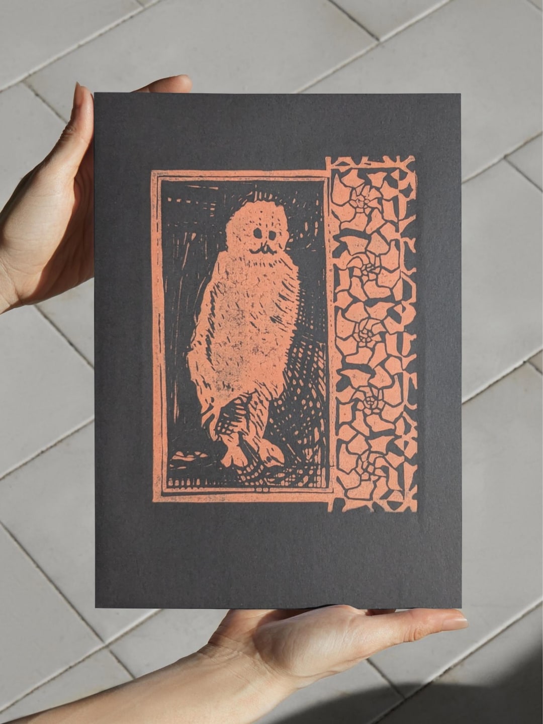 Owlman A4 Lino-print and Sticker /folk Horror Cottage Fairy Nature ...