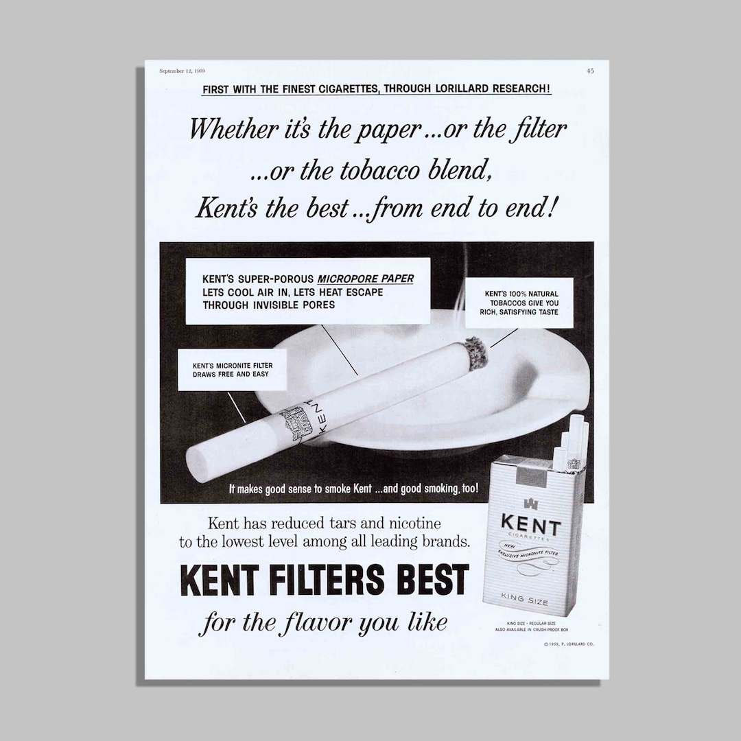 Vintage Kent Cigarettes Advertisement 1959 - Original Print Ad 10x14 - Etsy