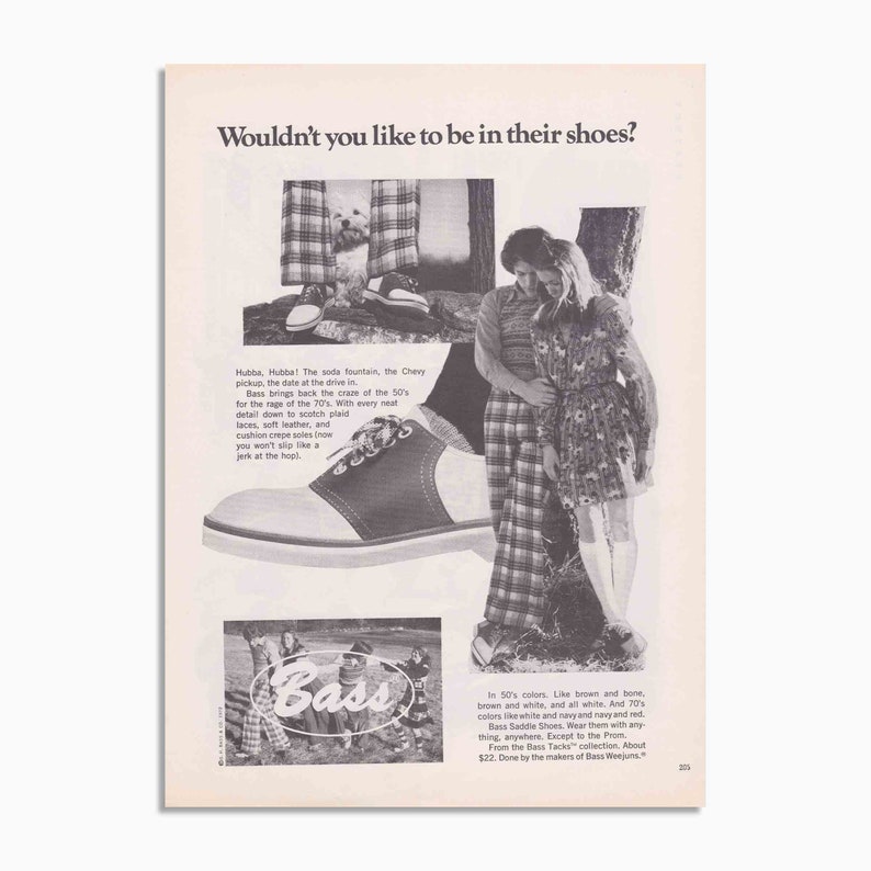 Vintage Bass Shoes Advertisement - Original Print Ad 1970s - Etsy