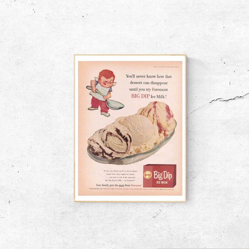 Vintage Big Dip Ice Milk Ice Cream Advertisement 1960 - Original Print ...
