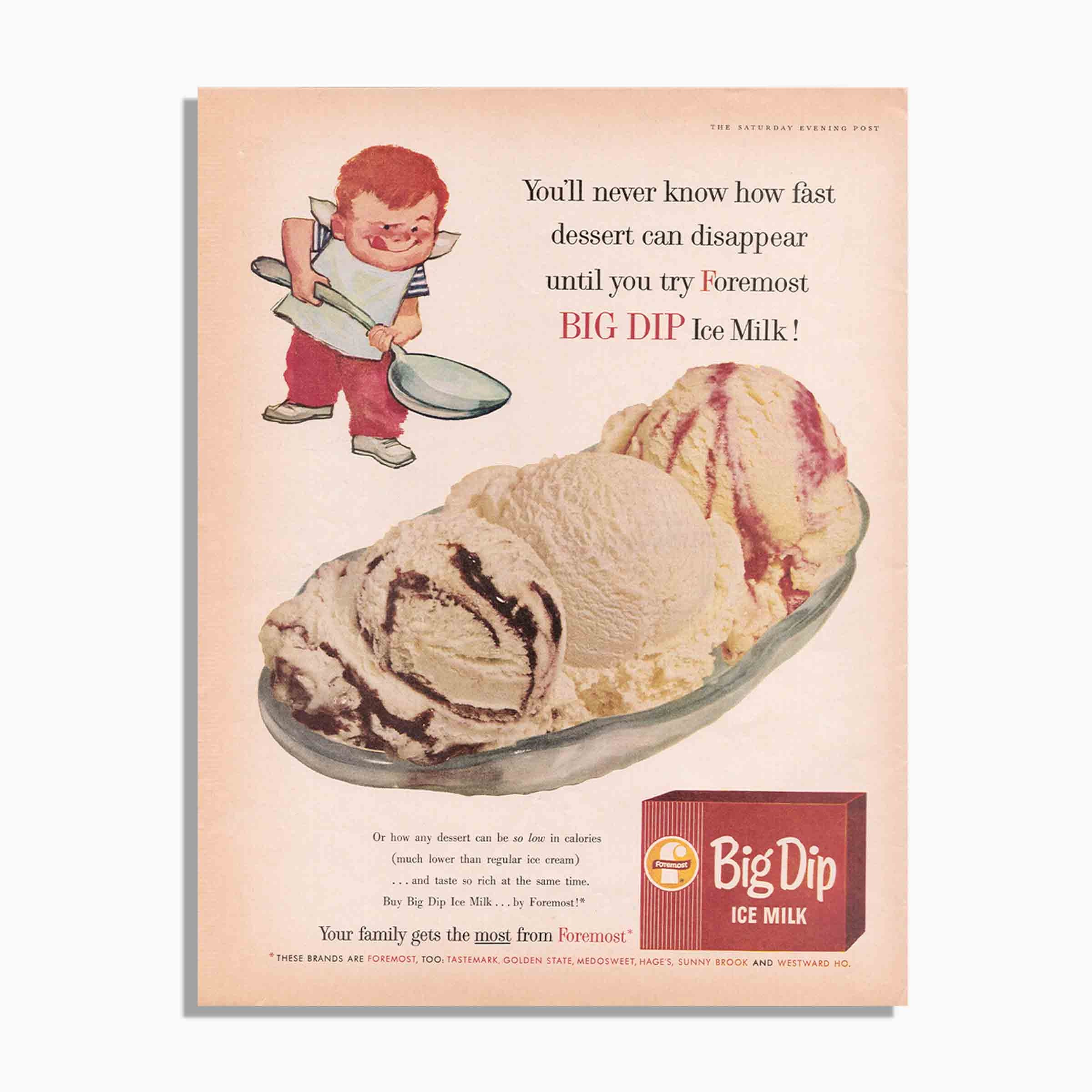 Vintage Big Dip Ice Milk Ice Cream Advertisement 1960 - Original Print ...