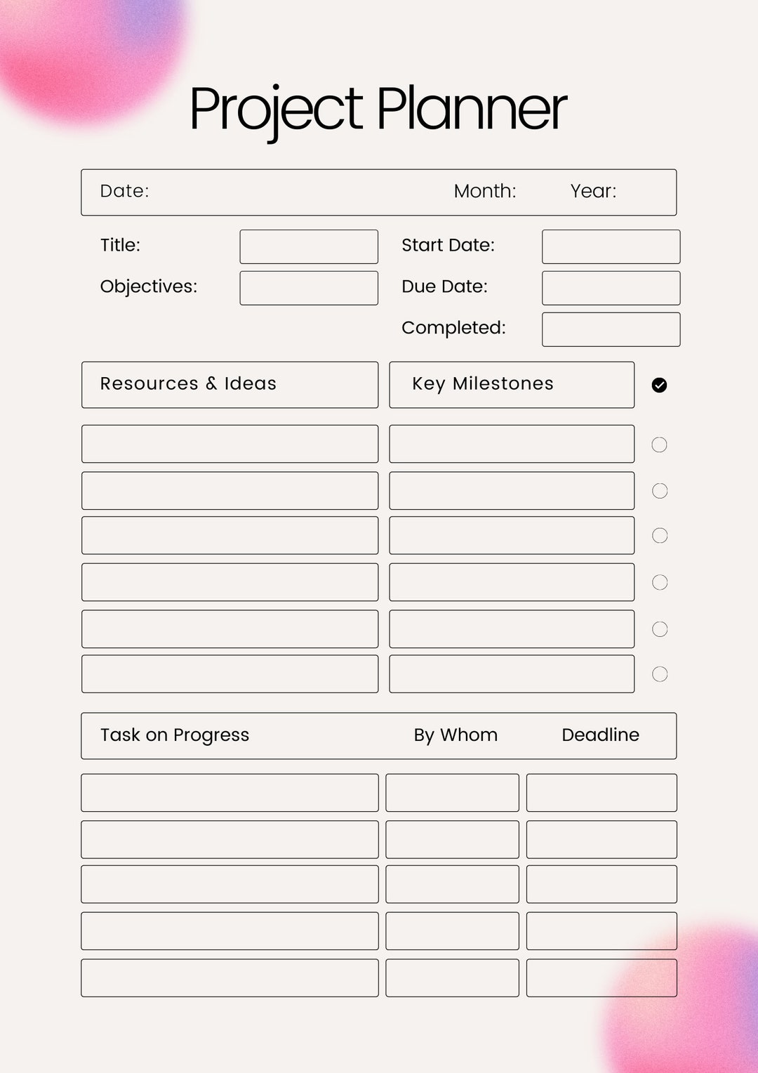 Project Planners \\ Downloadable and Printable - Etsy