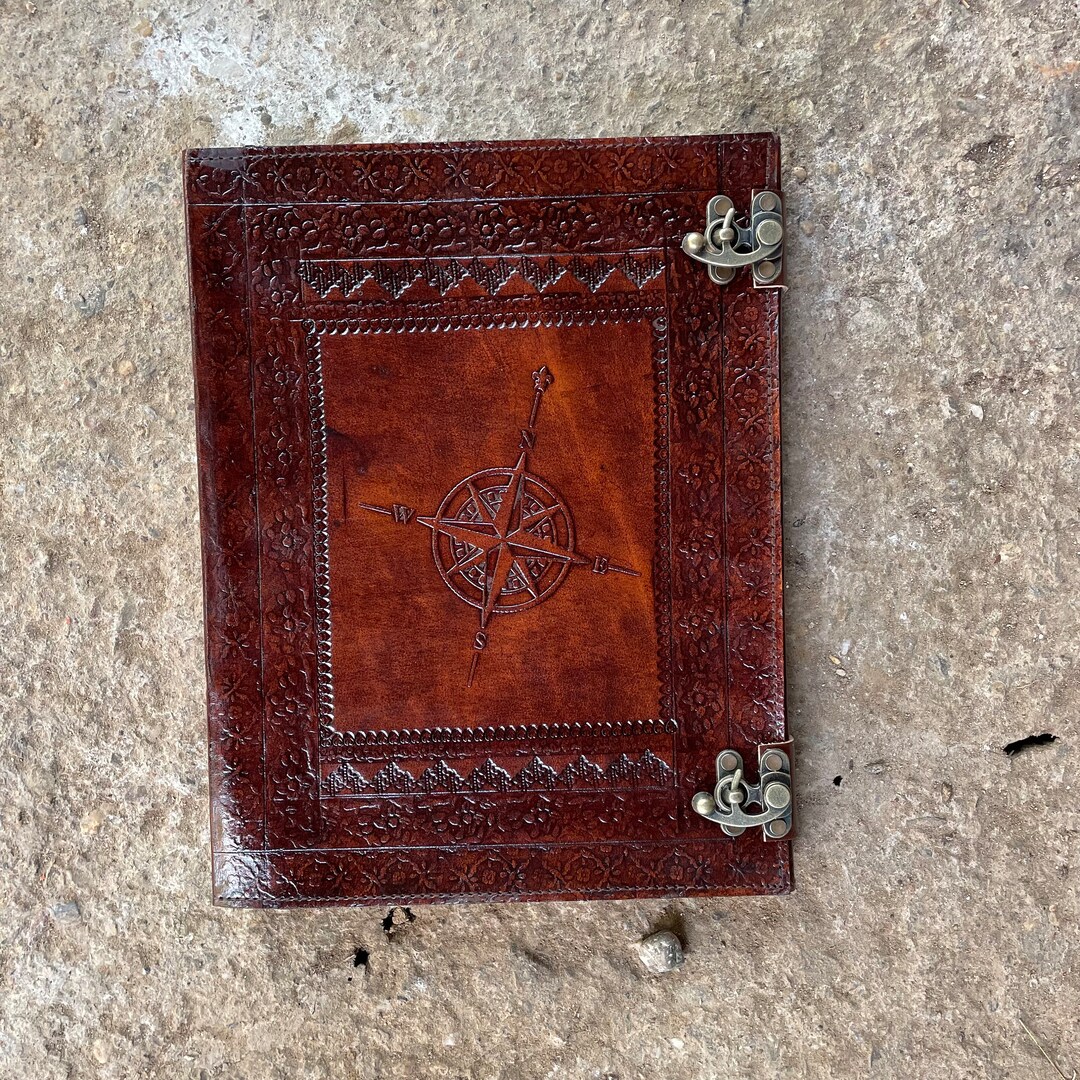Custom Personalized Compass Engraved Handmade Leather Journal Gift 200/ ...